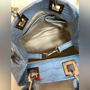 Versace | Bags | Vintage Versace Crocodile Embossed Pale Blue Mini Tote ...